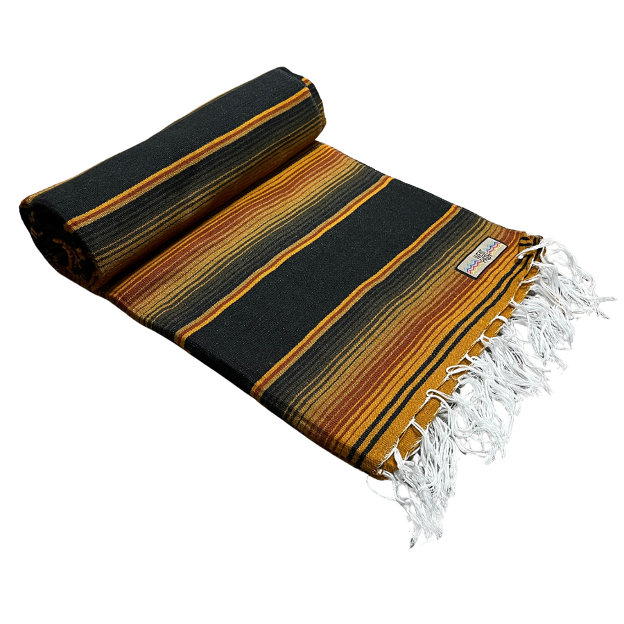 Brown Mexican Serape Falsa Blanket. Striped Authentic Mexican Blanket ...