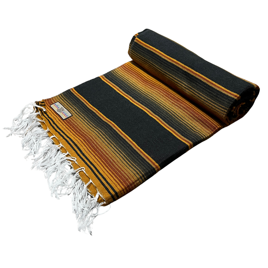 Brown Mexican Serape Falsa Blanket. Striped Authentic Mexican Blanket ...