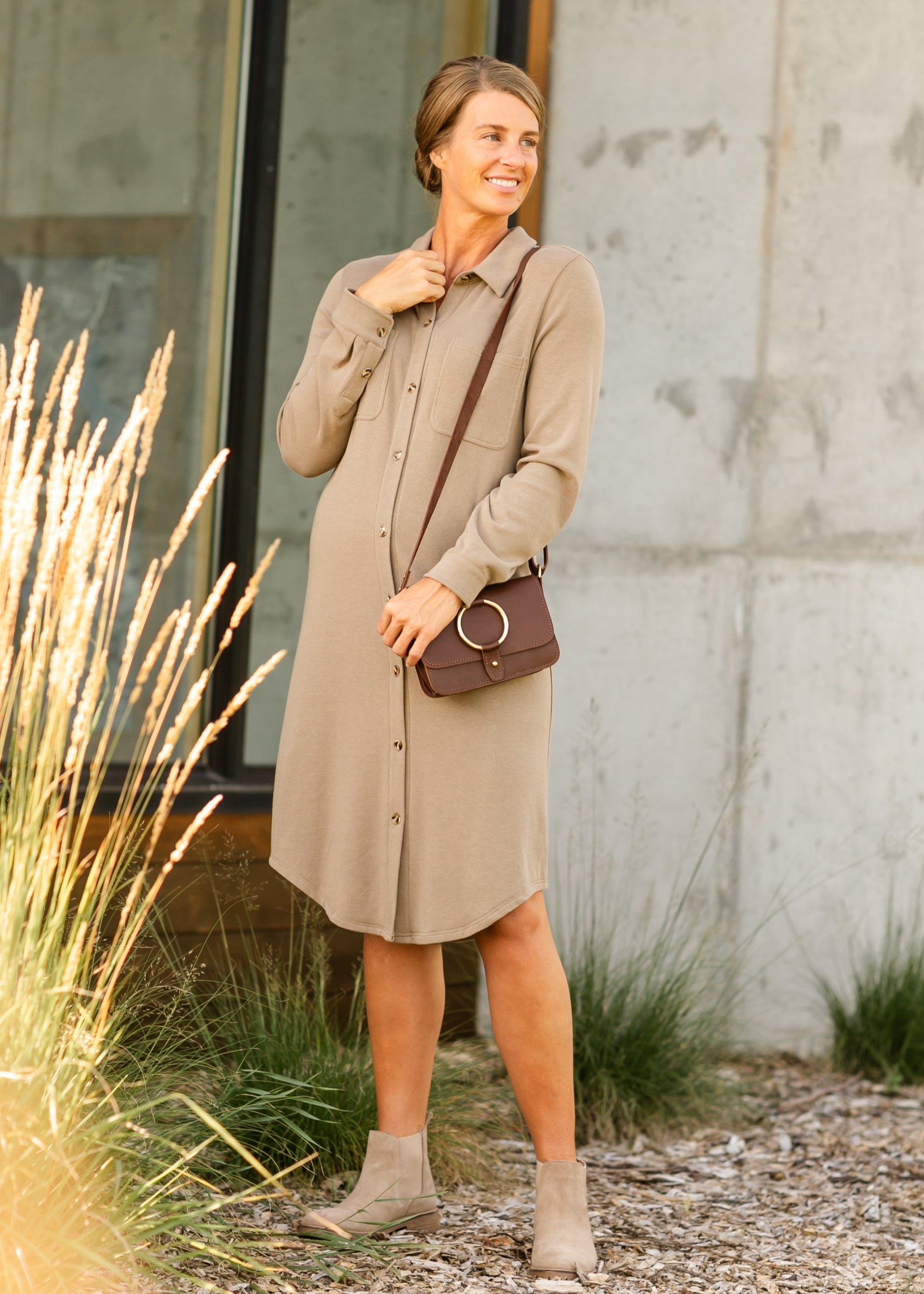 Teagan Brown Ultra Soft Shirt Dress – West Path