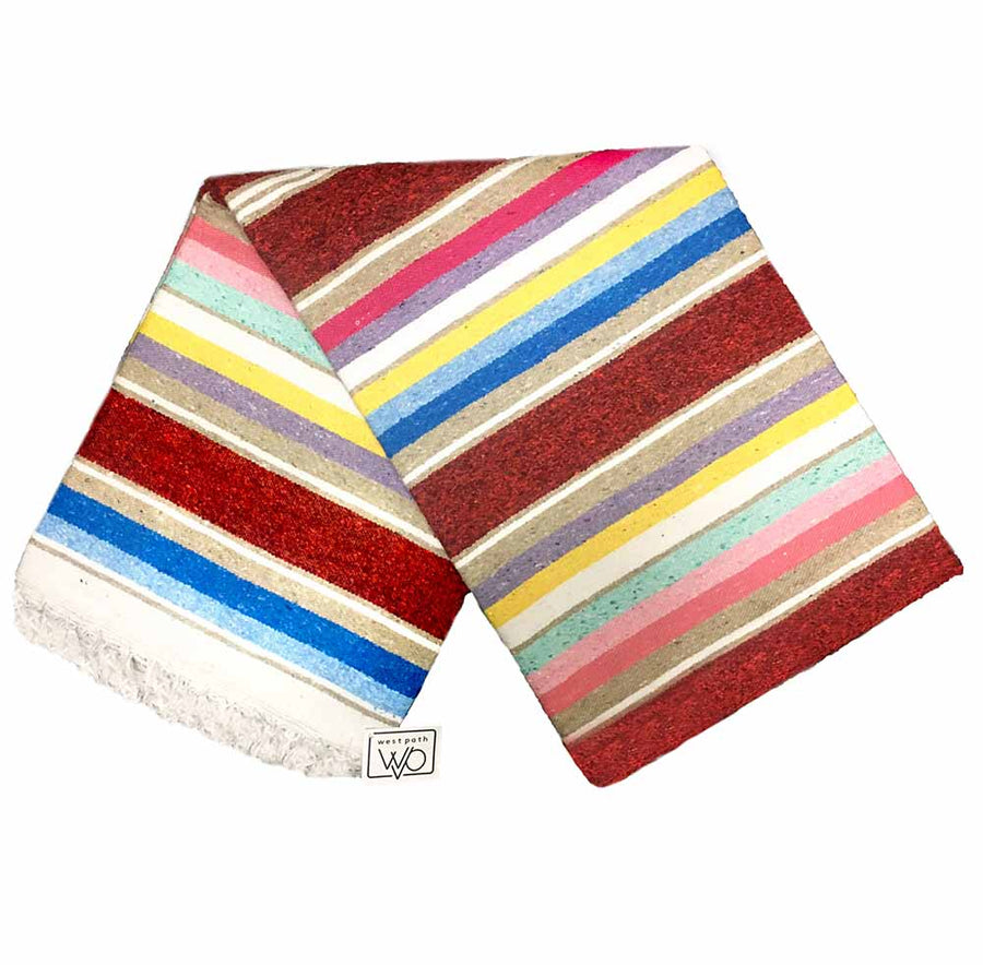 Red Serape Mexican Blanket, 100% Cotton | Beach Blanket, Home Throw ...