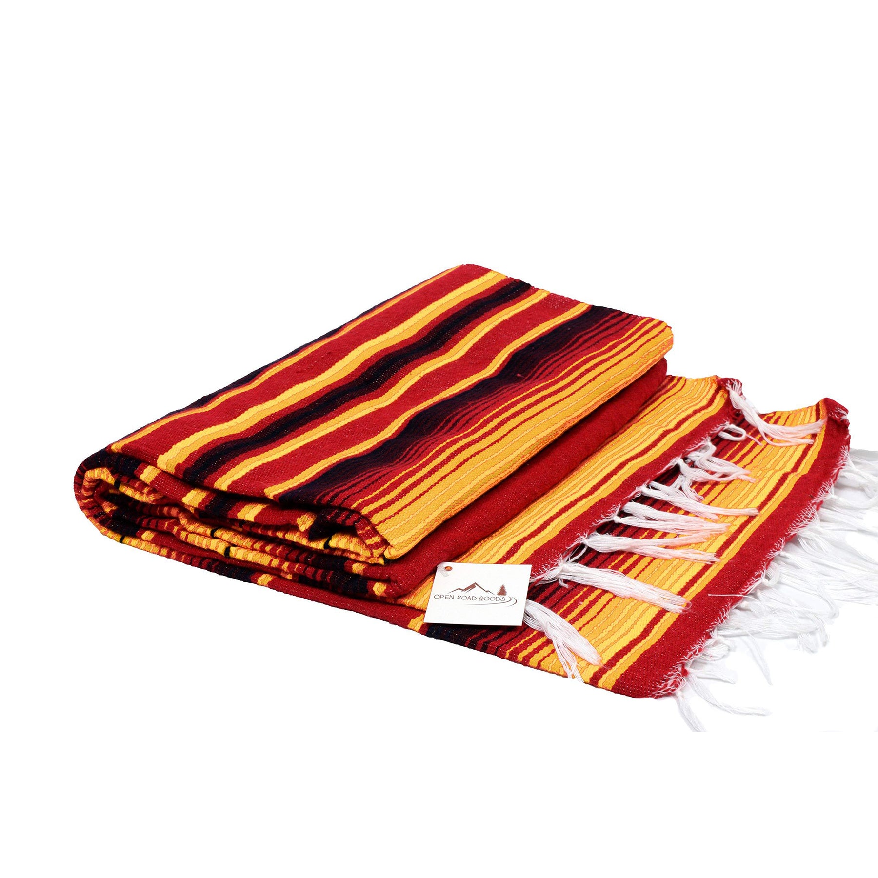 Red Mexican Serape Falsa Blanket. Striped Authentic Mexican Blanket ...
