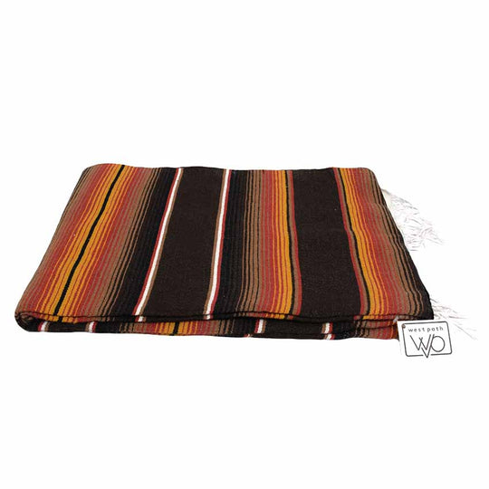 Brown Mexican Serape Falsa Blanket. Striped Authentic Mexican Blanket ...